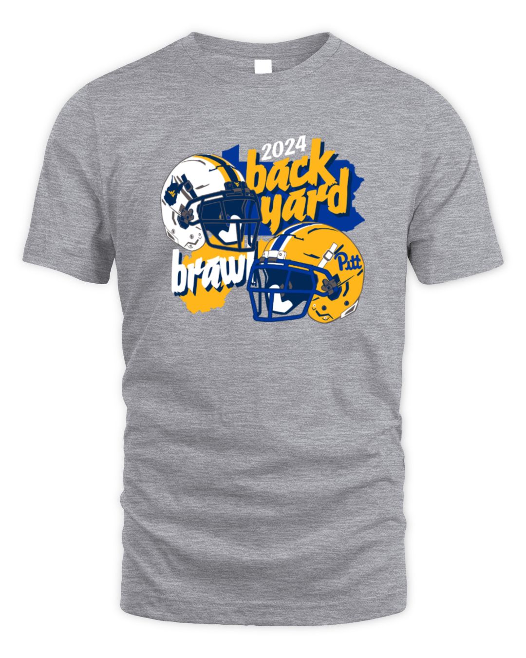 West Virginia Vs Pittsburgh Backyard Brawl 2024 Grey Matchup T-Shirt