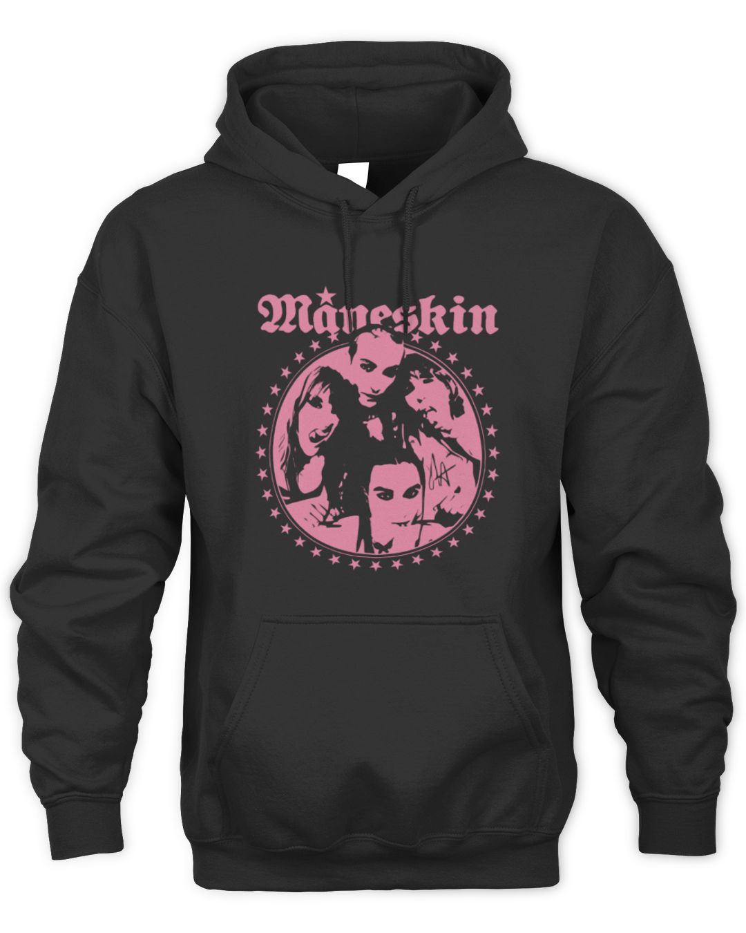 Maneskin Merch Måneskin Pink Fisheye Band Hoodie | Ridaven